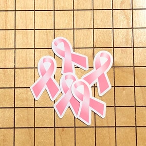 10 MINI Pink Ribbon Stickers, Breast Cancer Awareness, Decal, Sticker ...