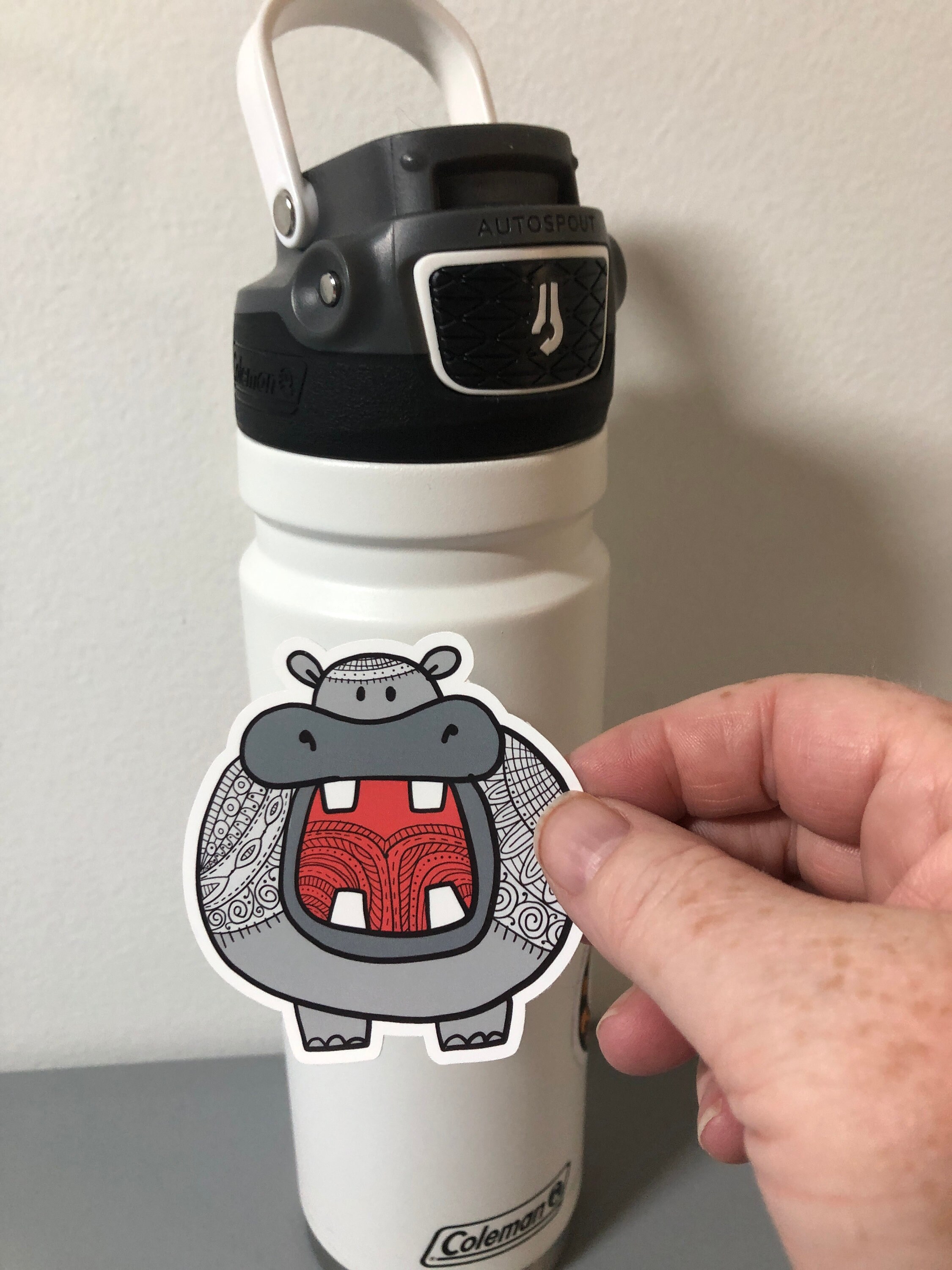 Hippo Sticker, Hippo Decal, Hippo Label, Waterproof Vinyl, Big Mouth ...