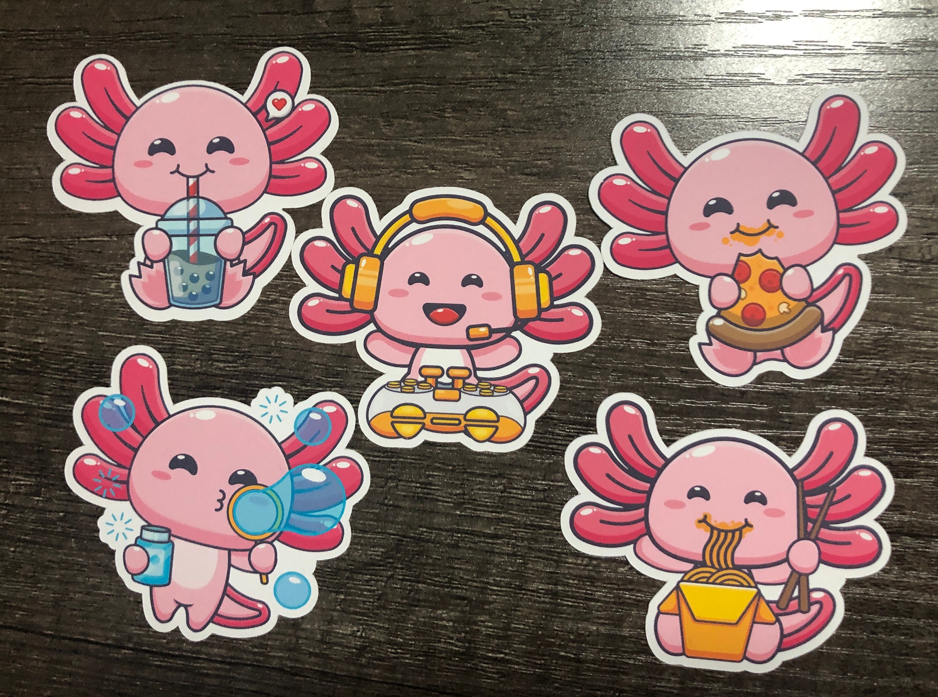 5 Axolotl Stickers Axolotl Sticker Pack Cute Axolotls - Etsy