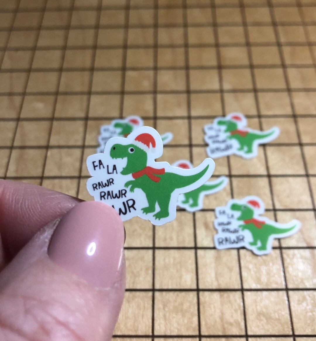5 MINI Dinosaur Stickers, Christmas Dinosaur, Christmas Sticker, Phone ...