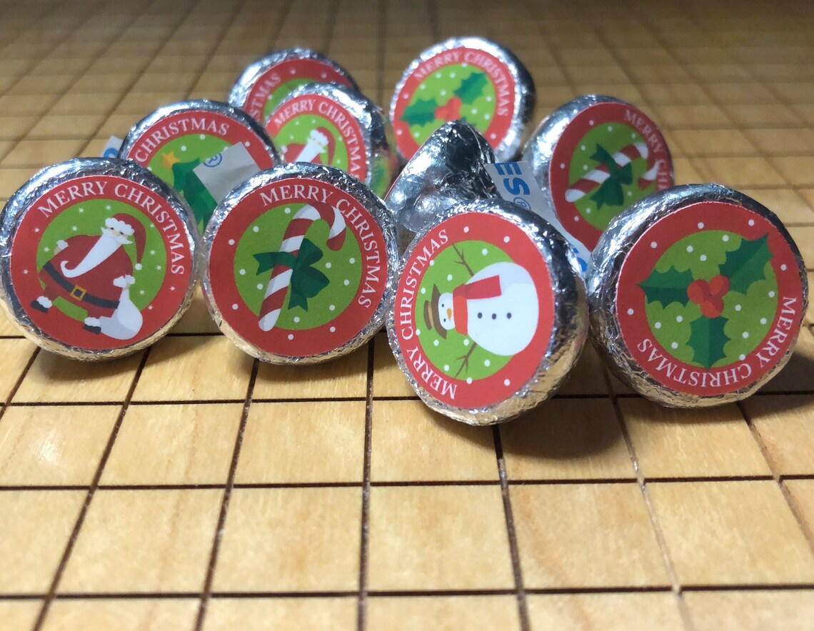 Christmas Sticker for Chocolate Kisses, Kiss Sticker, Santa Sticker ...