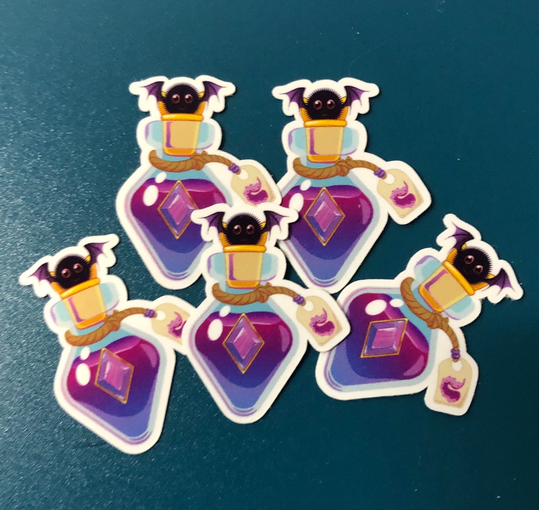 5 MINI Potion Stickers, Bat Sticker, Tiny Sticker, Sticker Bundle ...