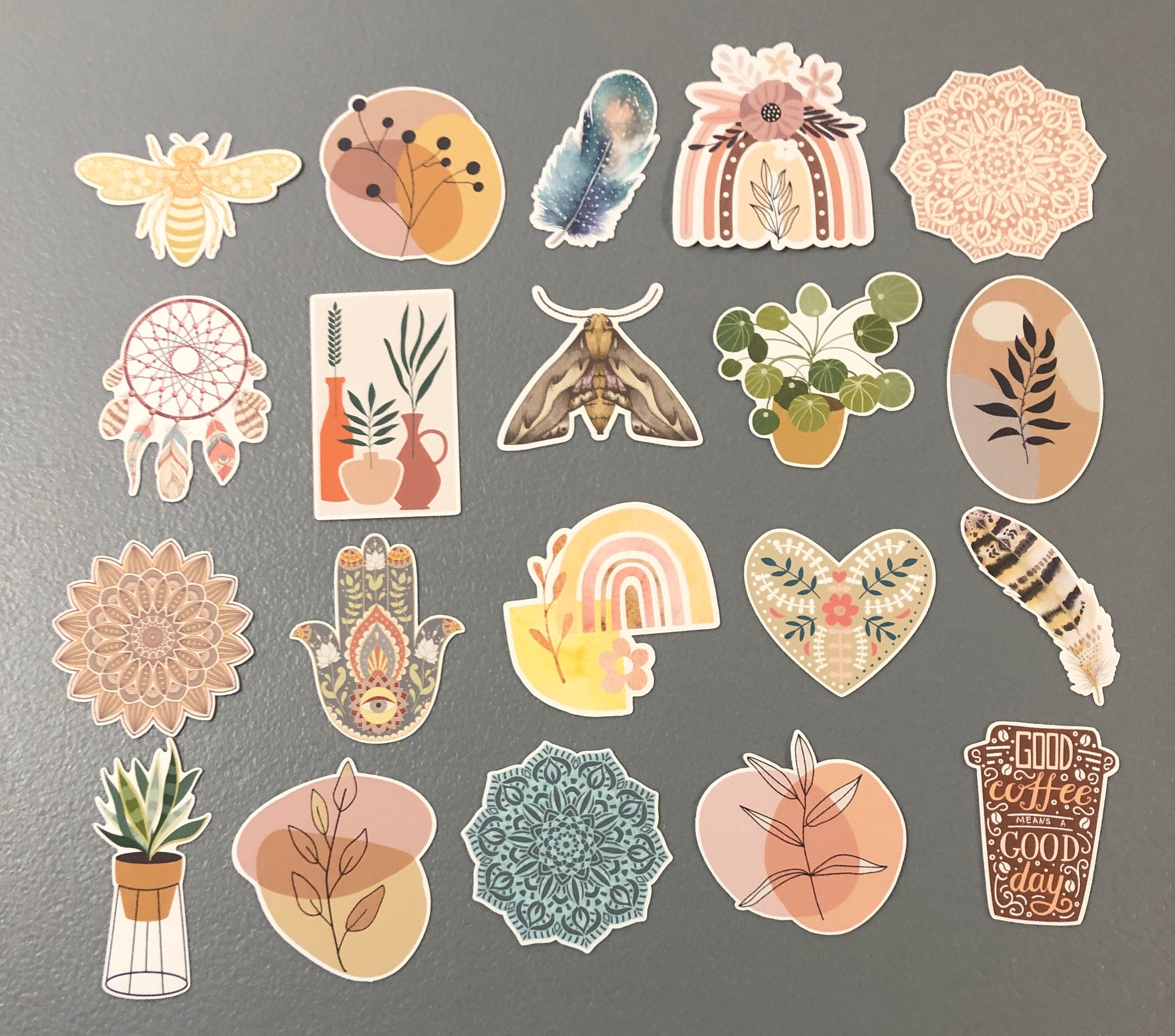 20 Boho Sticker Pack, Aesthetic Stickers, Laptop Decal, Phone Case ...