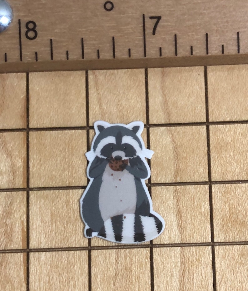 5 MINI Raccoon Stickers Raccoon Decal Raccoon Eating a - Etsy