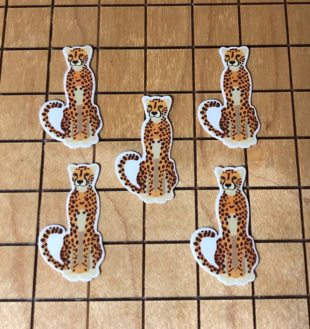 5 MINI Cheetah Stickers, Mini Sticker, Small Sticker, Zoo Sticker ...