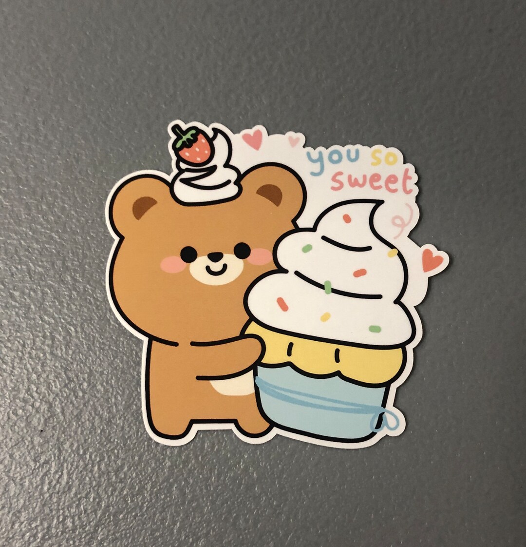Bear Sticker, Cupcake Sticker, Bear Decal, Birthday Sticker, Water ...