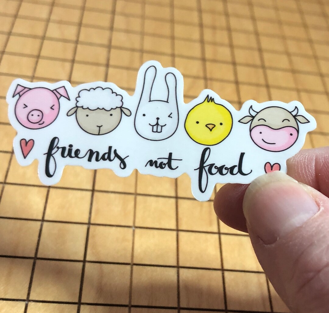 Friends Not Food Sticker, Cute Animal Sticker, Vegetarian Sticker ...