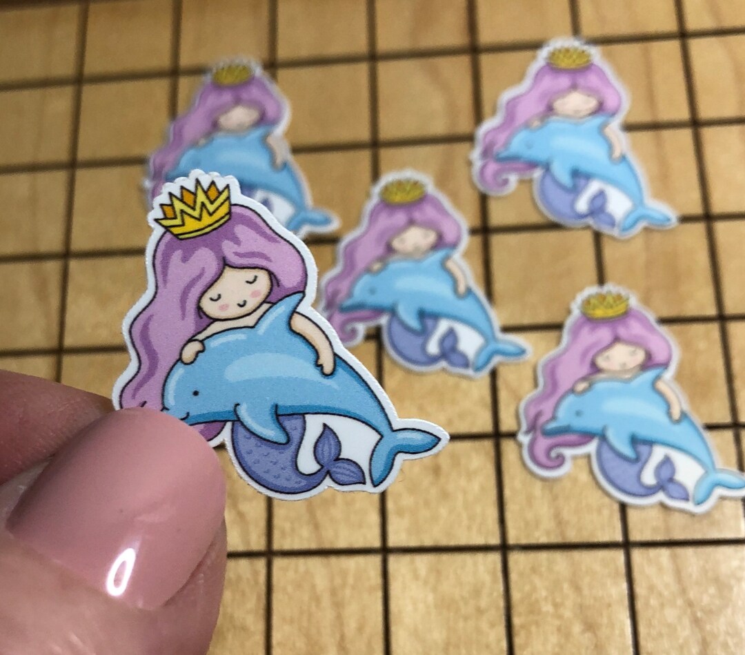 5 MINI Mermaid Sticker Pack, Mermaid With Dolphin Stickers, Dolphin ...
