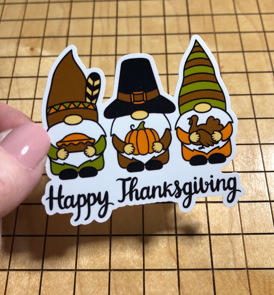 Gnome Sticker, Thanksgiving Gnome Sticker, Thanksgiving Sticker, Laptop ...