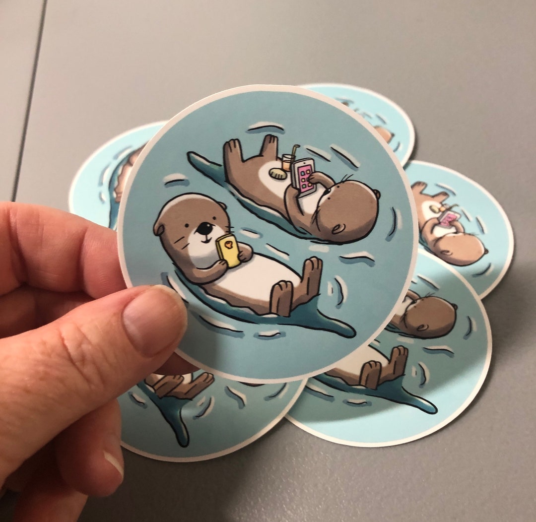 Otter Sticker, Otter on Phone, Otter Decal, Cute Otter, Otter Gift ...