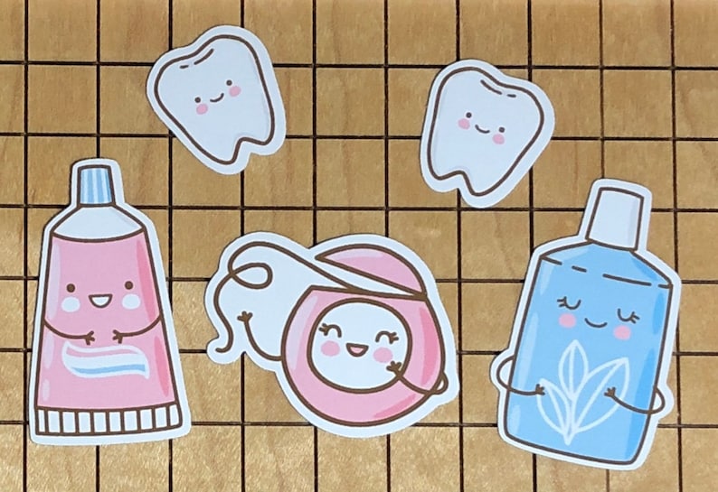5 Dental Sticker Pack Tooth Decal Toothpaste Sticker - Etsy