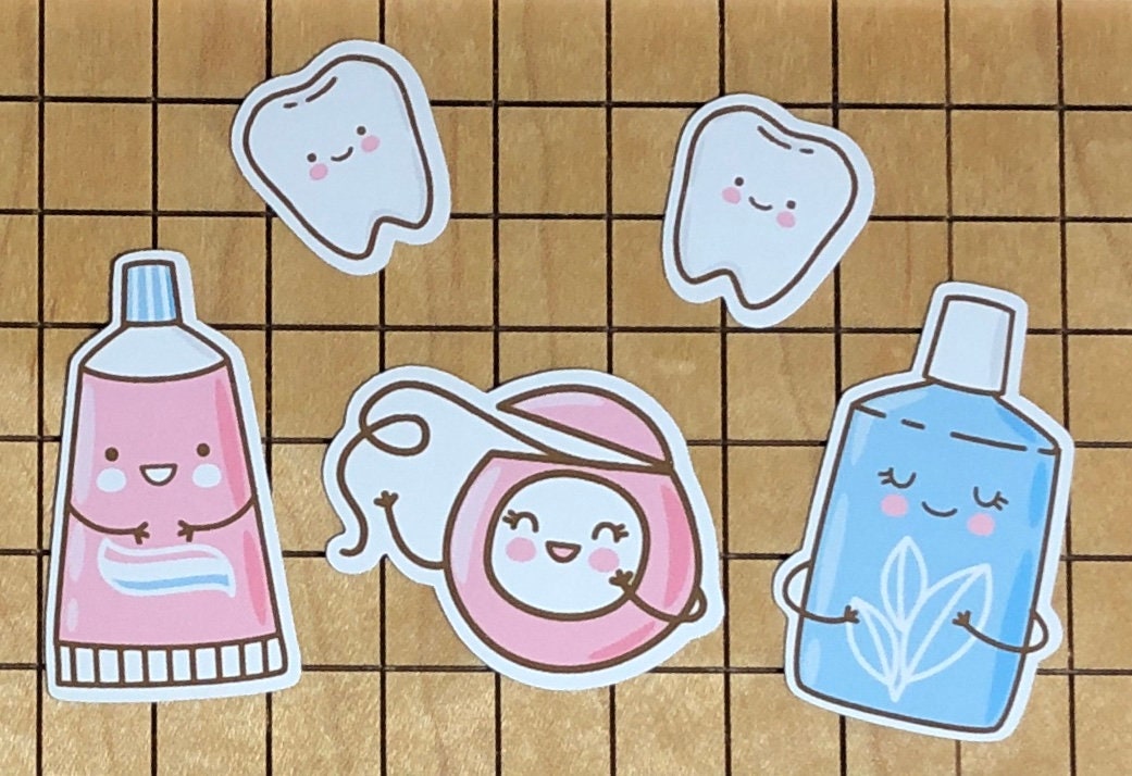 5 Dental Sticker Pack Tooth Decal Toothpaste Sticker - Etsy