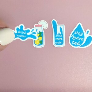 5 MINI Drink More Water Sticker Set, Sticker Pack, Tiny Sticker ...