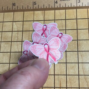 10 MINI Pink Butterfly Stickers, Pink Ribbon Stickers, Breast Cancer ...