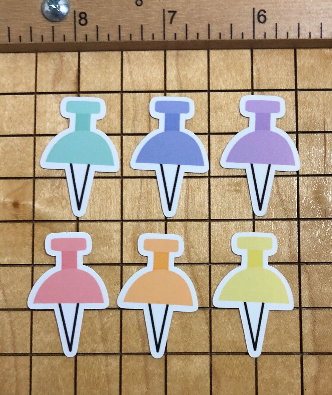 6 Office Stickers, Push Pin Stickers, School Stickers, School Supply ...