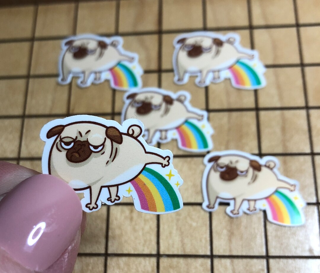 5 MINI Pug Stickers, Pug Dog Decal, Pug Peeing, Tiny Sticker, Vinyl ...