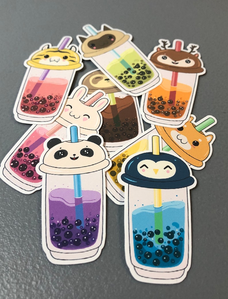 8 Boba Tea Stickers Kawaii Stickers Bubble Tea Stickers - Etsy