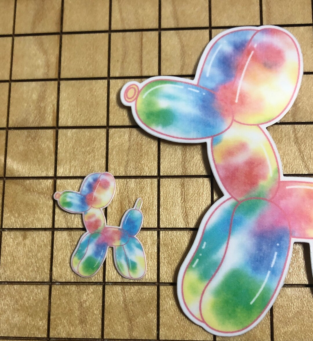 5 MINI Balloon Dog Stickers, Tie Dye Balloon Dog Decal, Funny, Vinyl ...