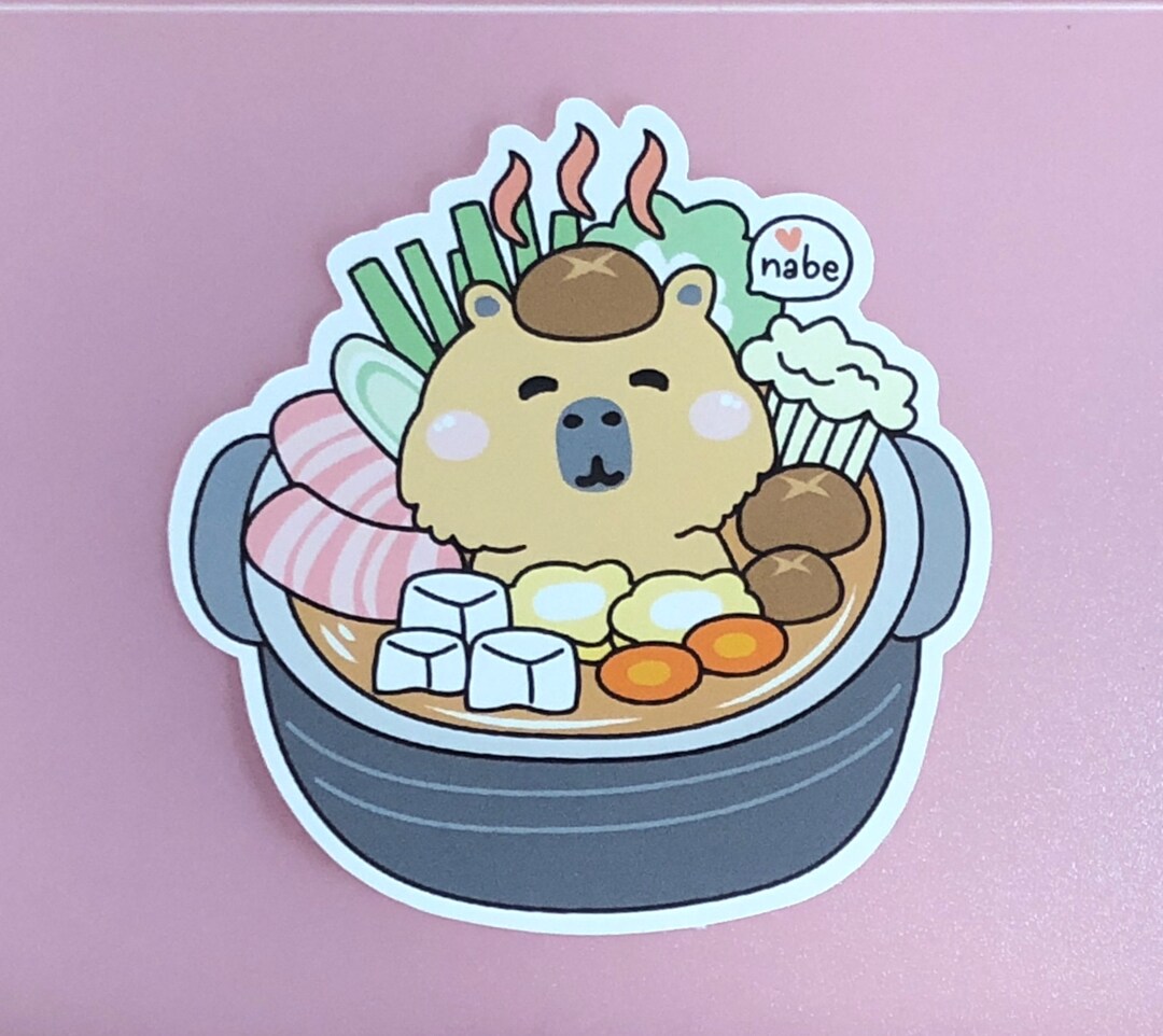5 MINI Capybara Stickers, Nabe Soup Sticker, Nabe Sticker, Laptop Decal ...