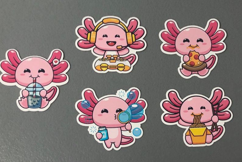 5 Axolotl Stickers Axolotl Sticker Pack Cute Axolotls - Etsy