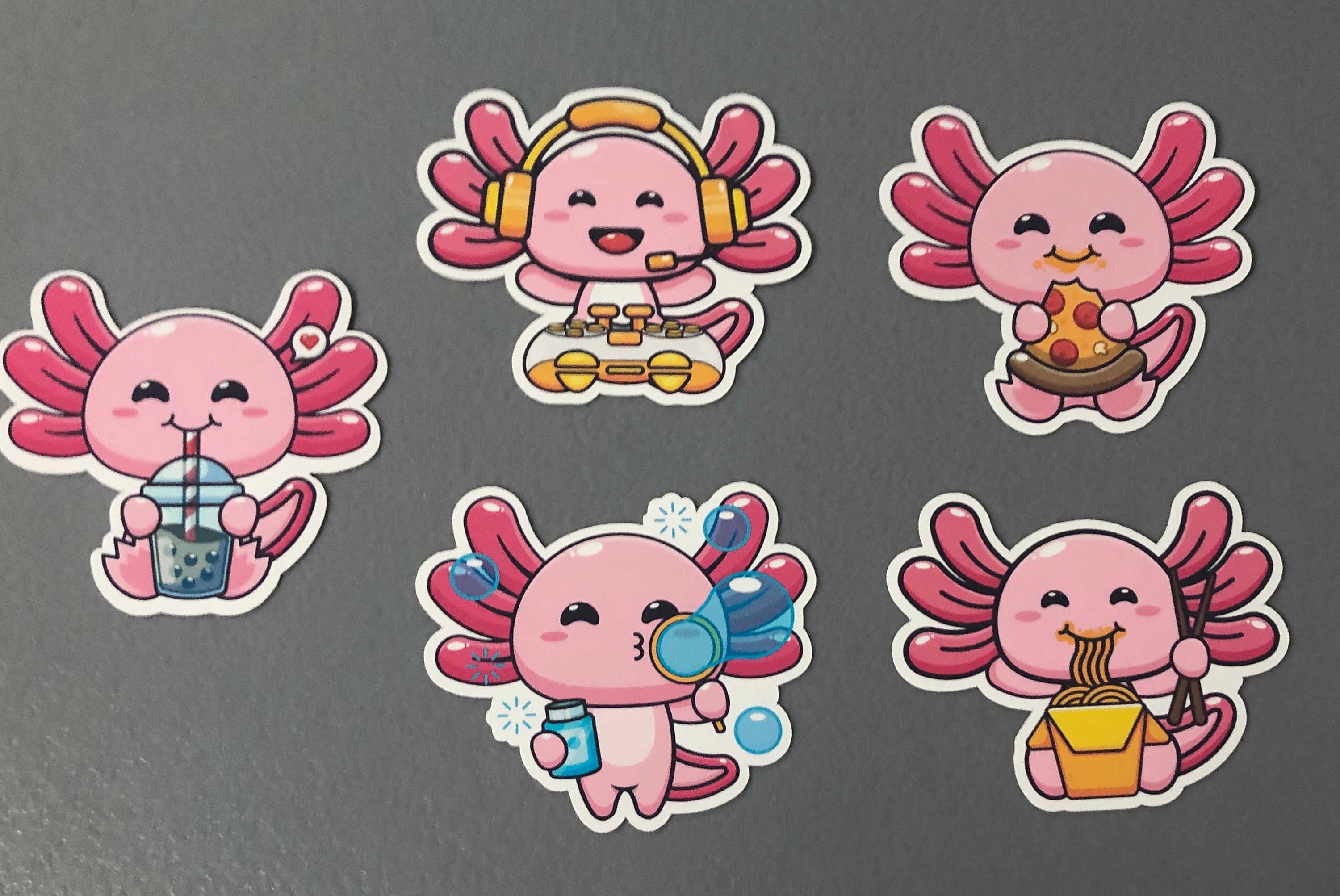5 Axolotl Stickers Axolotl Sticker Pack Cute Axolotls - Etsy