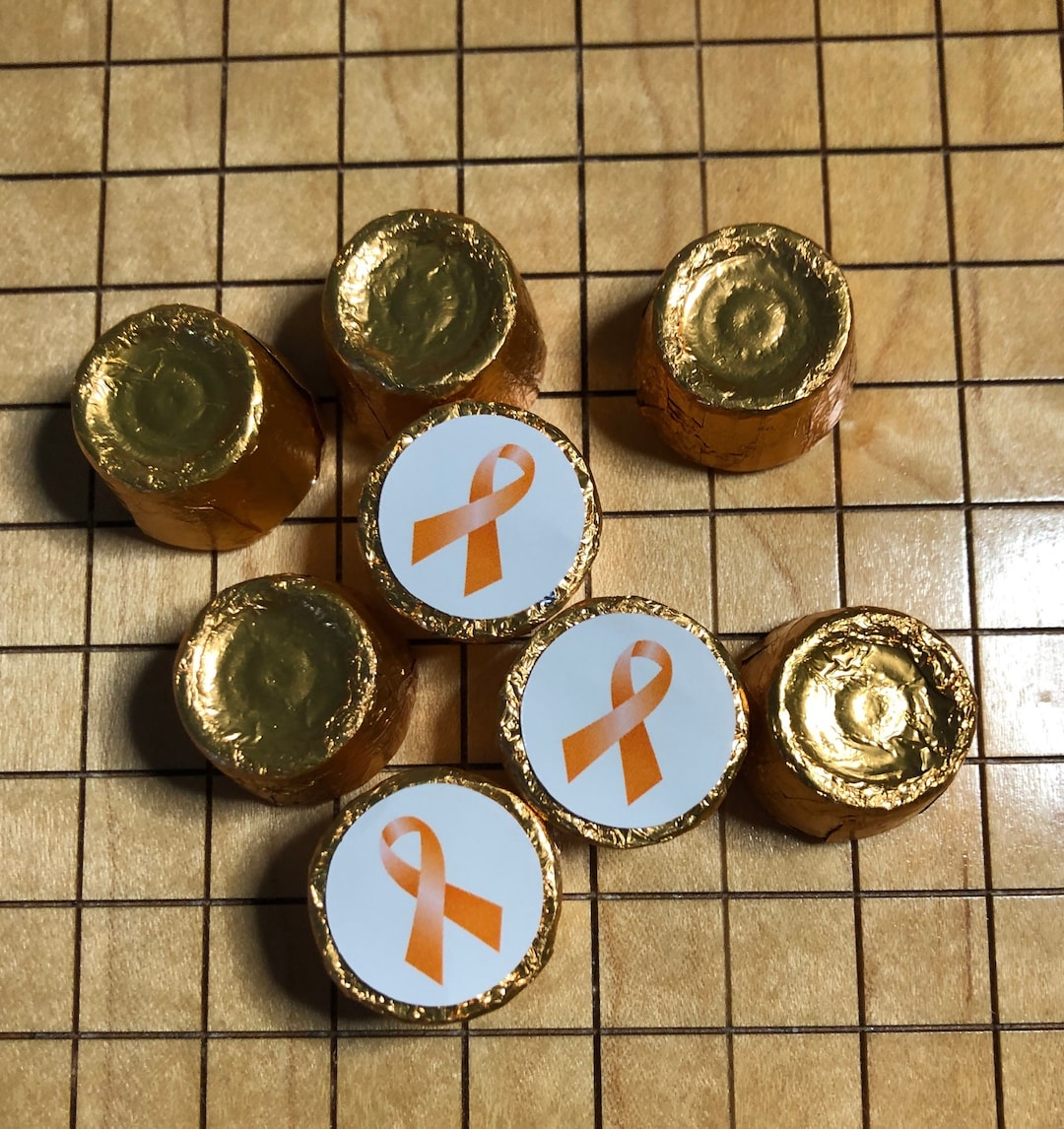 Orange Ribbon Stickers for Chocolate Kisses, Kiss Stickers, Cancer ...