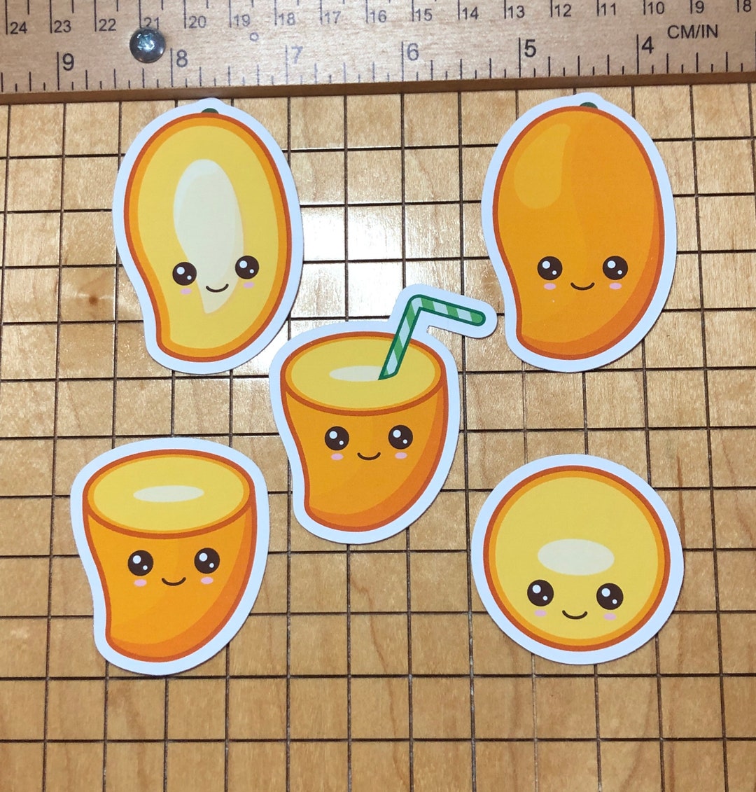 5 Mango Sticker Pack, Mango Decal, Kawaii Sticker, Kawaii Mango, Kawaii ...