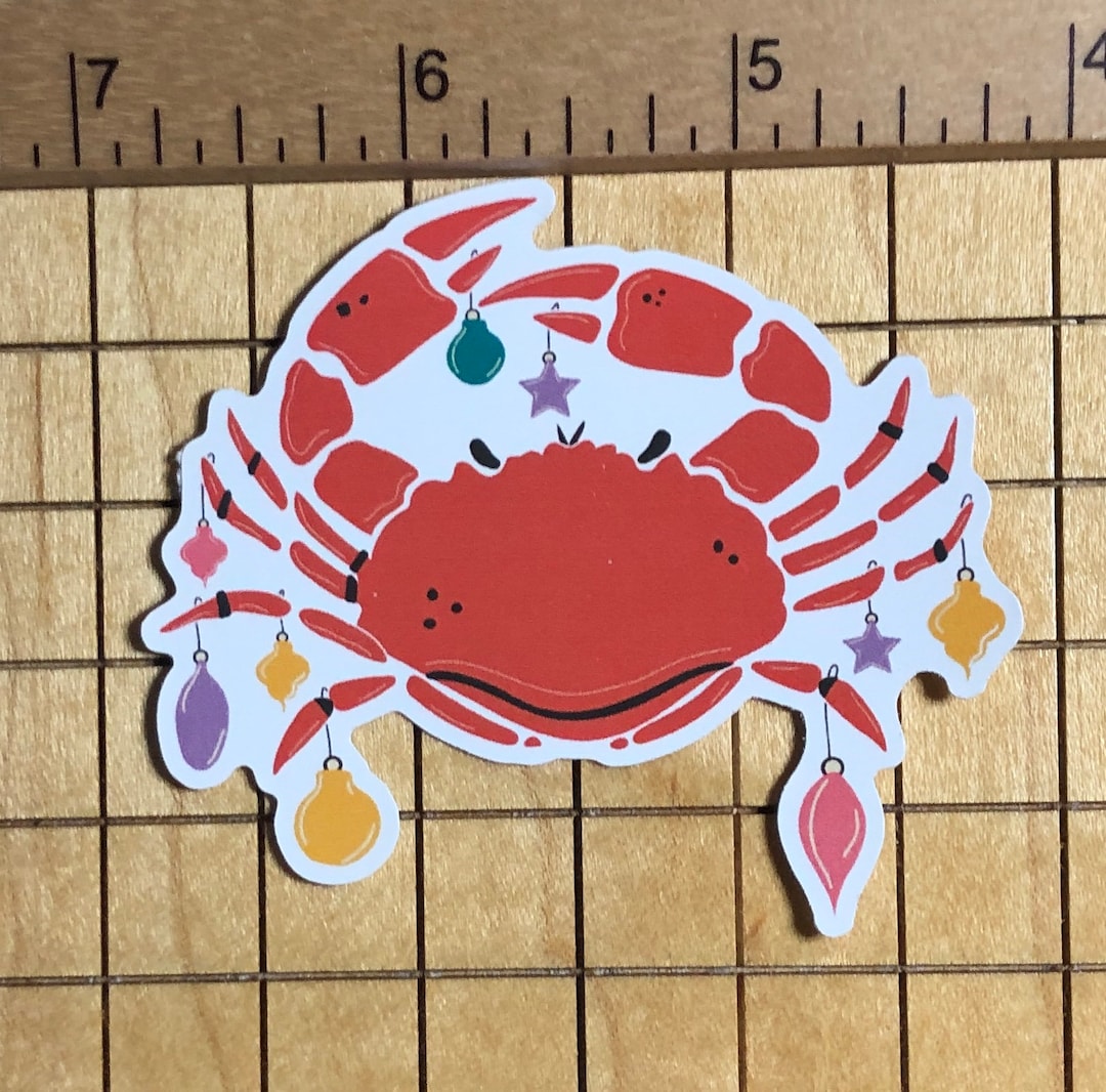 Crab Sticker, Crab Decal, Christmas Crab, Christmas Sticker, Maryland ...