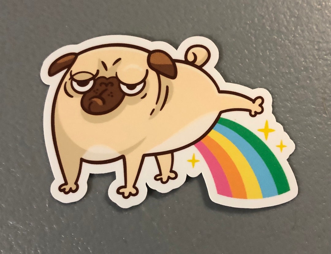 Pug Sticker, Dog Sticker, Dog Pee, Pug Decal, Dog Decal, Rainbow Decal ...