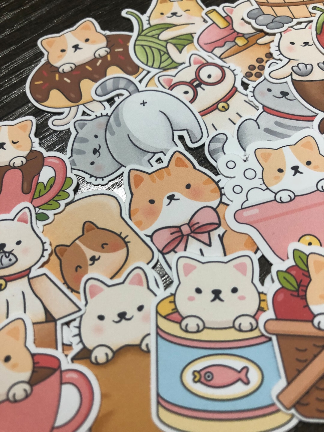 24 MINI Cat Stickers, Mini Stickers, Cat Sticker Pack, Cat Gift, Kitten ...