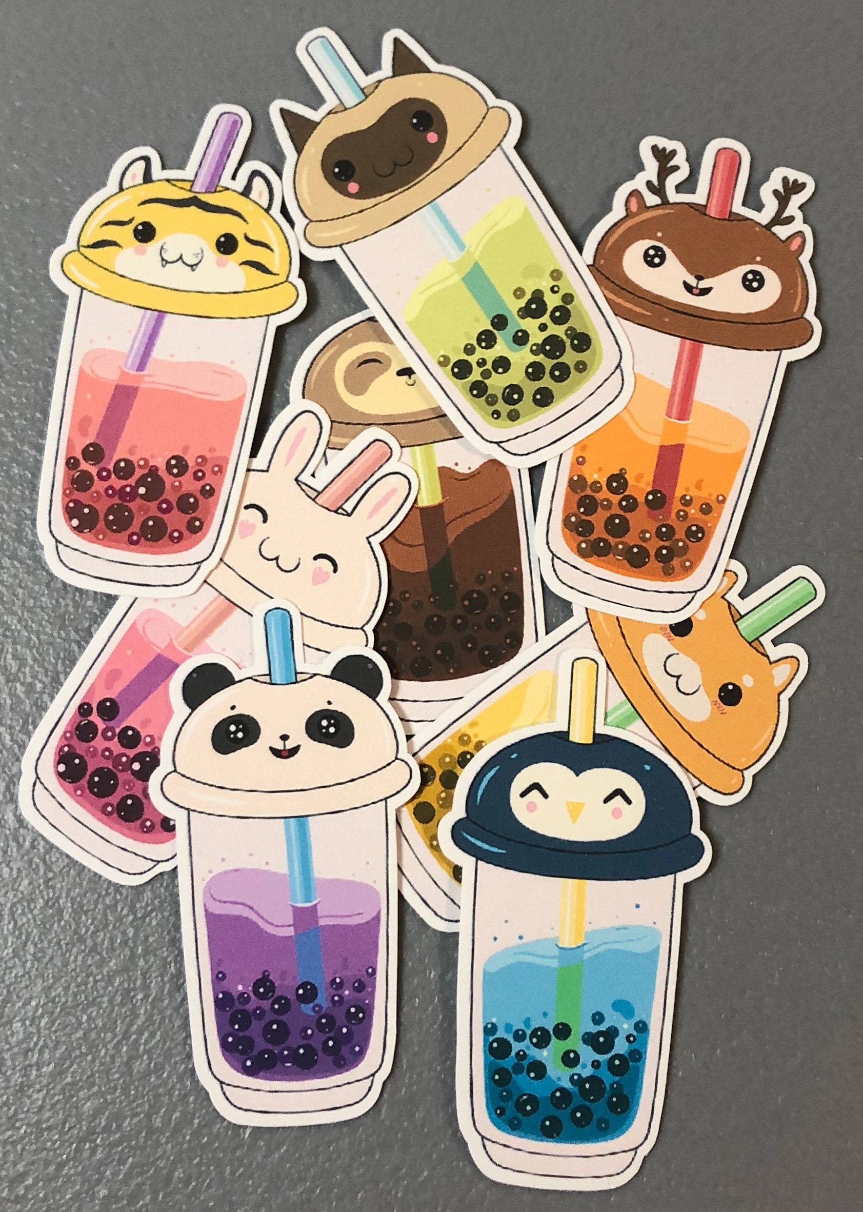 8 Boba Tea Stickers Kawaii Stickers Bubble Tea Stickers - Etsy