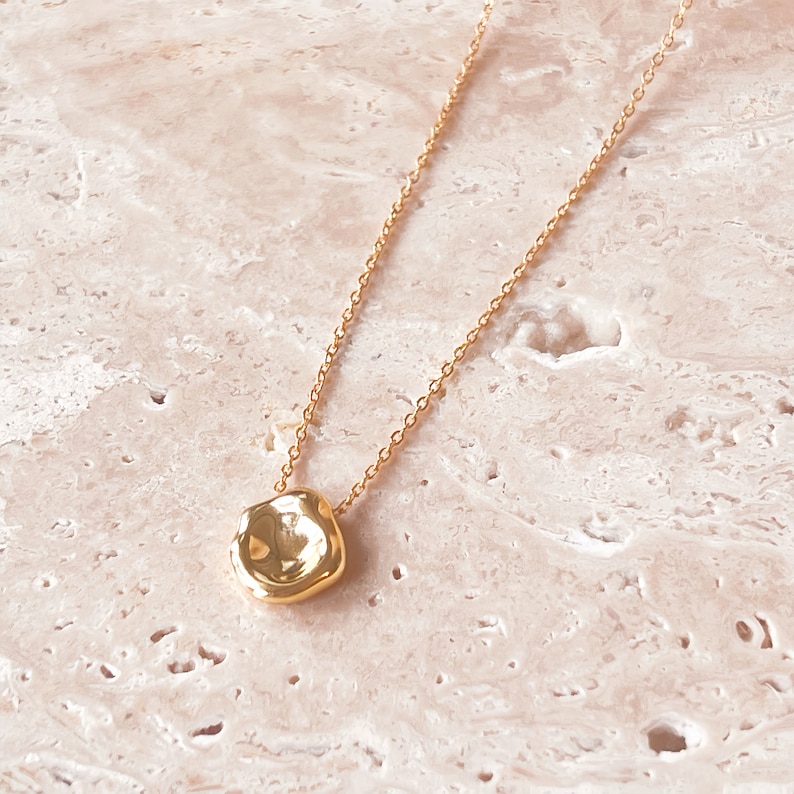 Elle Necklace: 18K Gold Vermeil Minimalist Dainty Textured Pendant ...