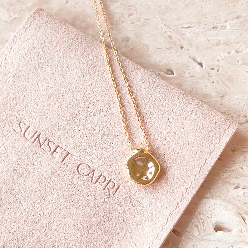 Elle Necklace: 18K Gold Vermeil Minimalist Dainty Textured Pendant ...