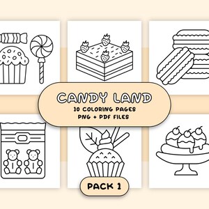 Candy Land Bold and Easy Coloring Book, Cute Coloring Pages for Adults ...