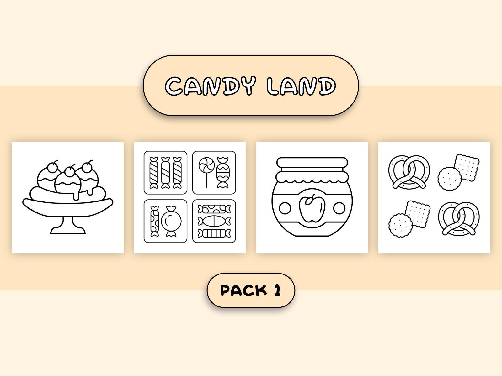 Candy Land Bold and Easy Coloring Book, Cute Coloring Pages for Adults ...