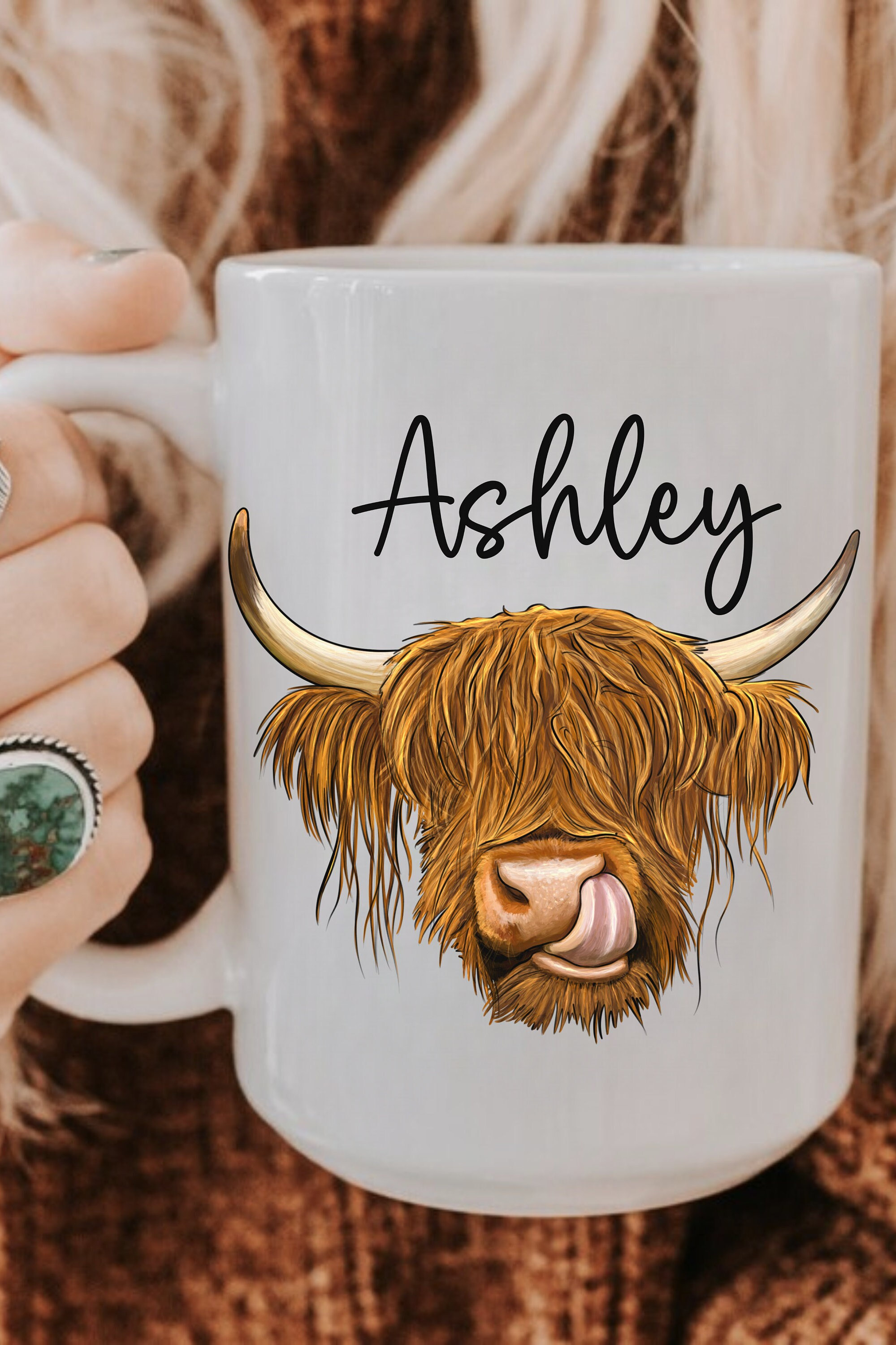 Cute Highland Cow Mug Personalized Cow Lover Birthday Gifts for Women ...