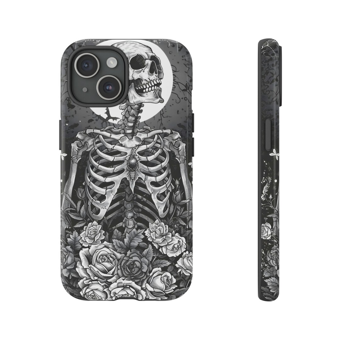 Sleek Line Art of Skeleton Phone Case Minimalist Design Unique and ...