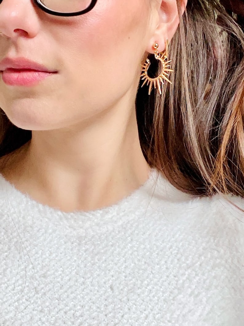 Sun Spike Hoop Earrings (hypoallergenic) - Etsy