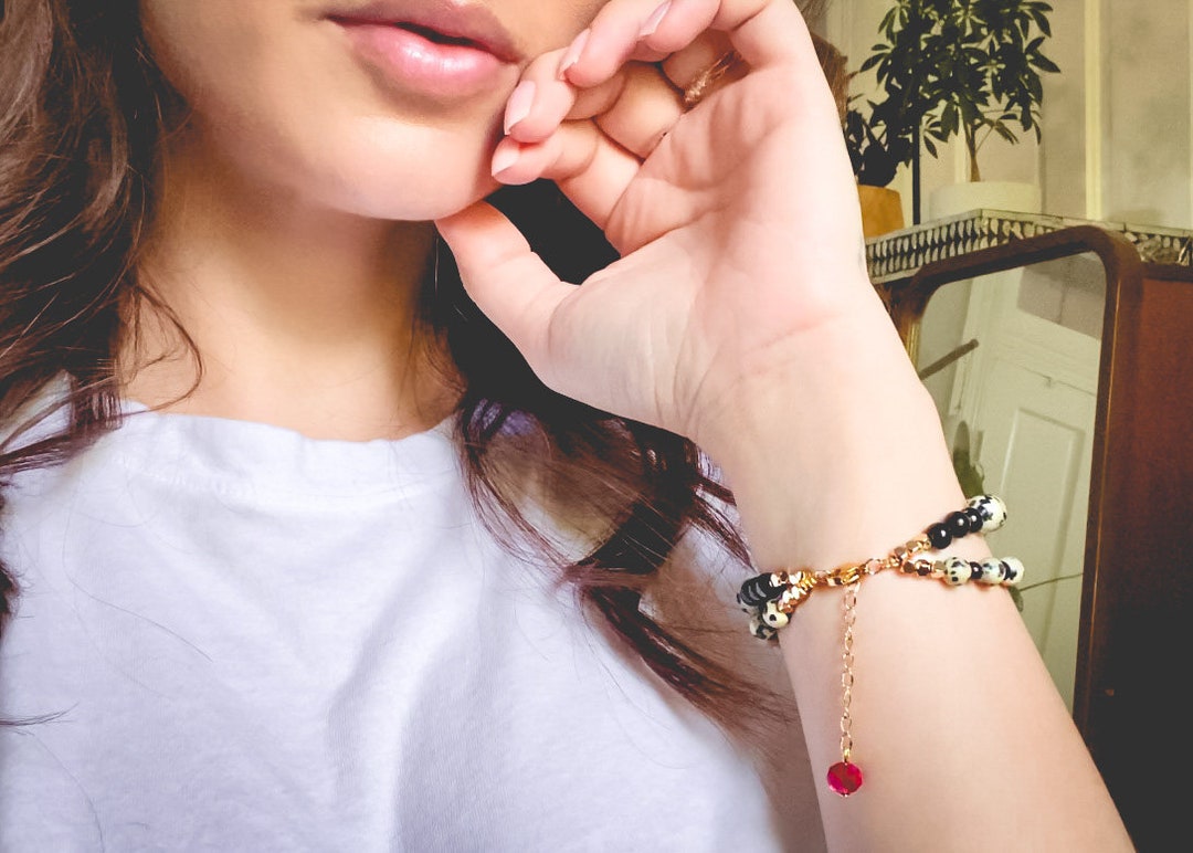 Cruella De Vil Dalmatian Jasper Adjustable Bracelet - Etsy