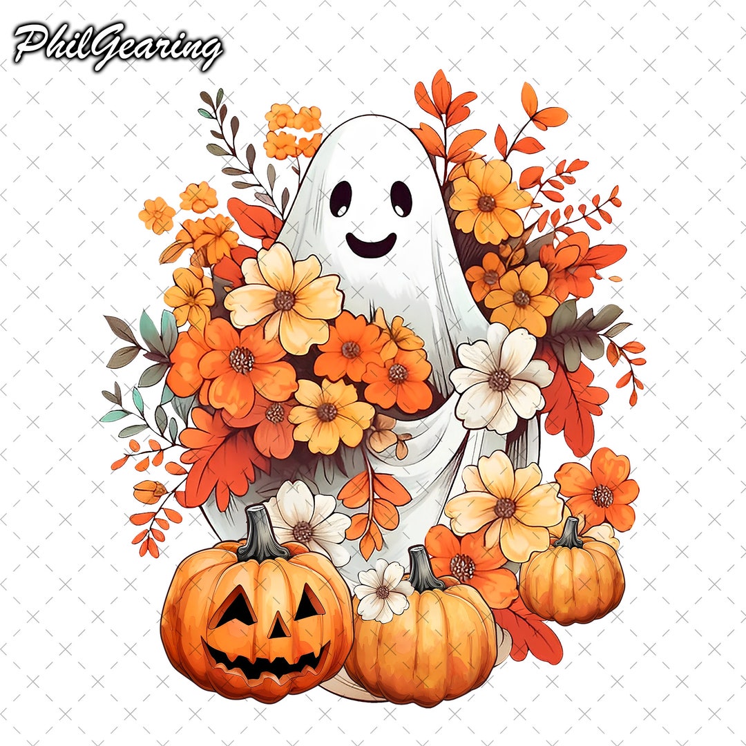 Floral Ghost Fall Png Floral Ghost Png Fall Ghost Png Cute - Etsy