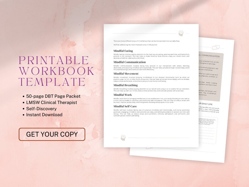 Mindfulness Self-discovery Journal & Workbook DBT Skills, Therapy ...