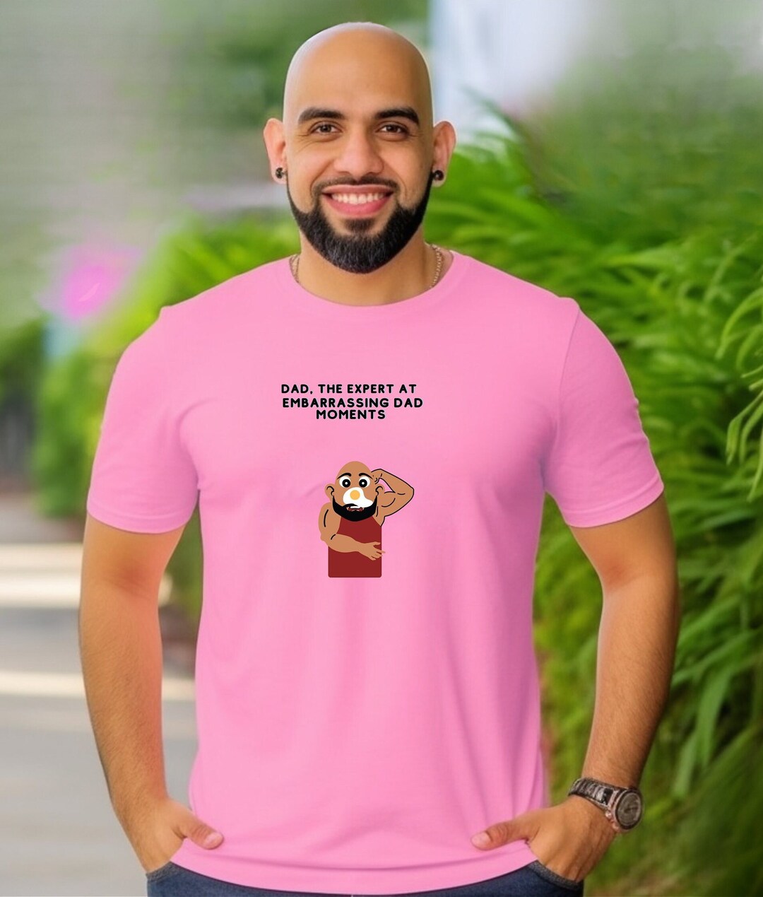 Tan Bald Dad Humor With a Touch of Clumsiness, Bald Tan Dad Jokes on T ...