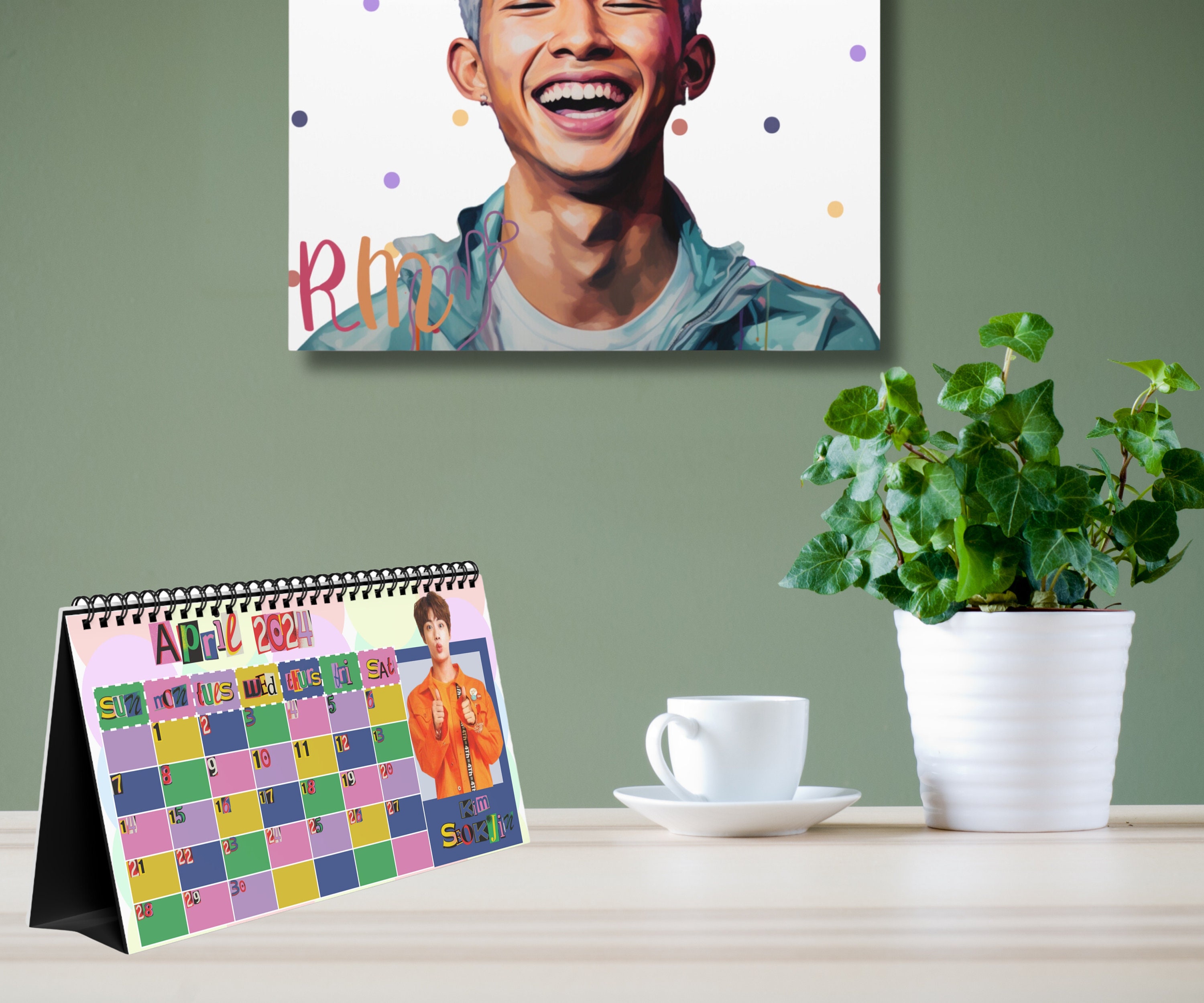 Jin Annual August 2023-july 2024 Desk Calendar With Photo and Pastel ...