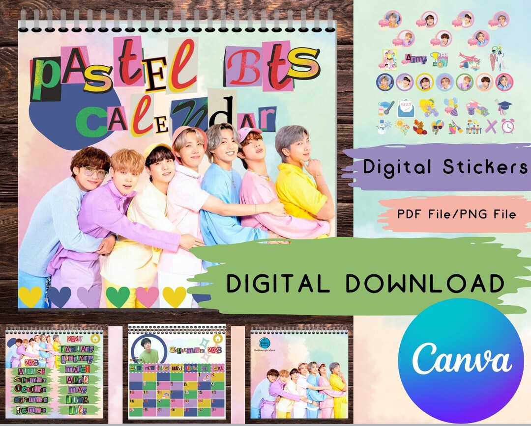 Digital Calendar BTS Digital Calendar With Digital Stickers for ...