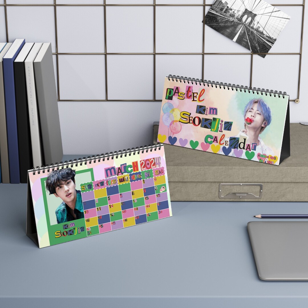 Jin Annual August 2023-july 2024 Desk Calendar With Photo and Pastel ...