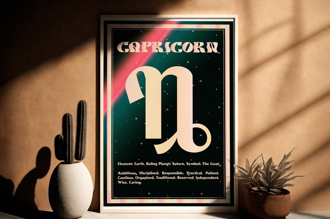 Capricorn Poster, Zodiac Sign, Digital Download Print, Astrology, Room ...