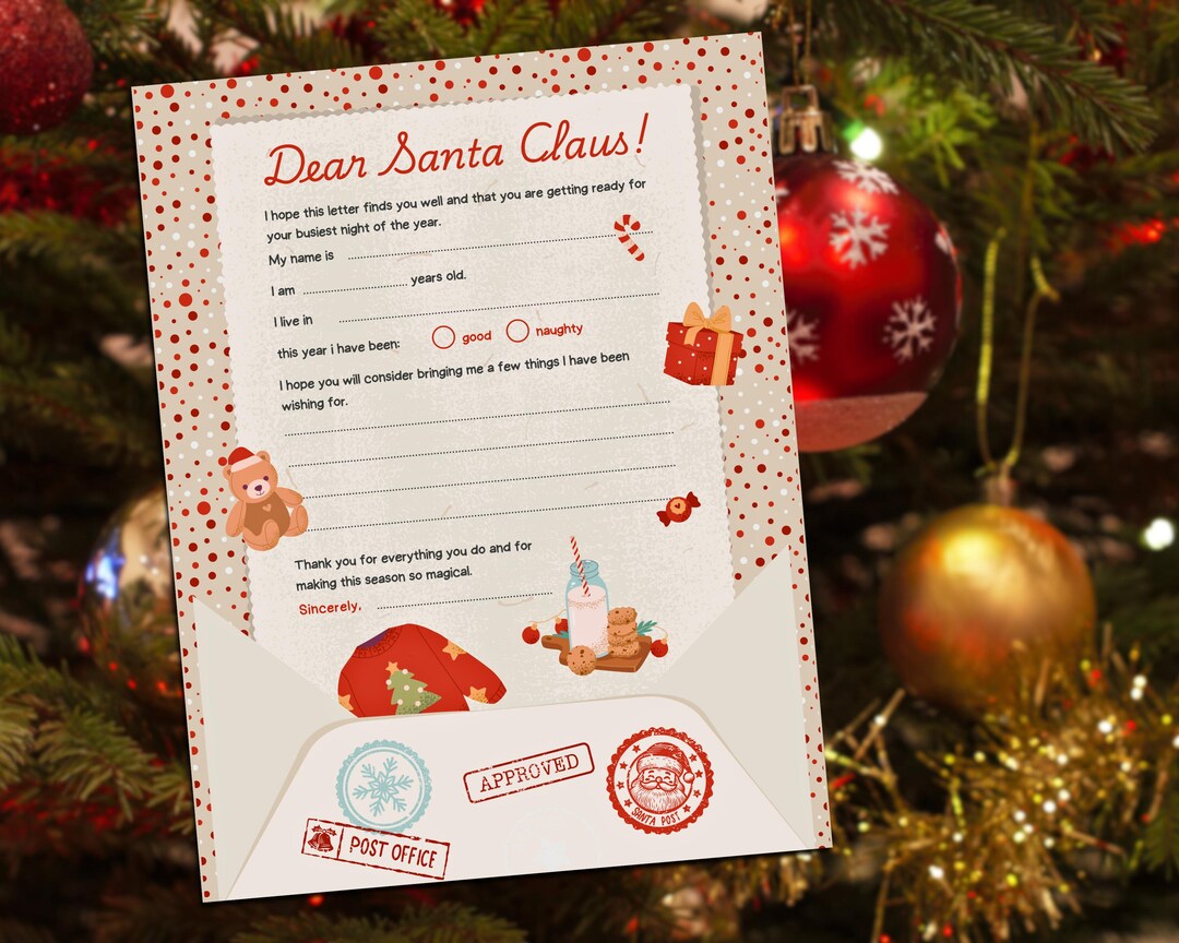 Modello di lettera a Babbo Natale stampabile con lista dei desideri di ...