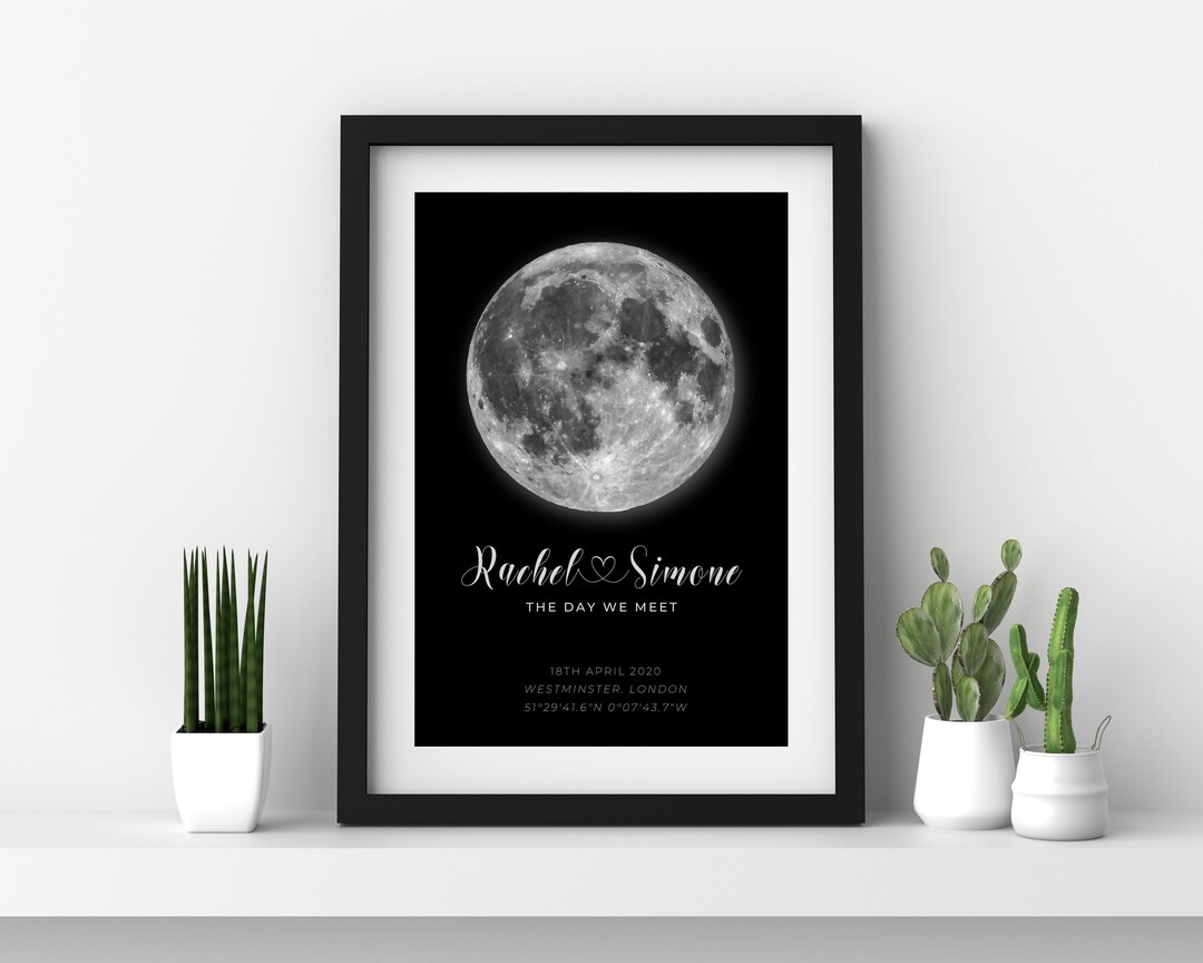 Personalised Gift, Custom Moon Print BLACK, Personalized Moon Phase ...