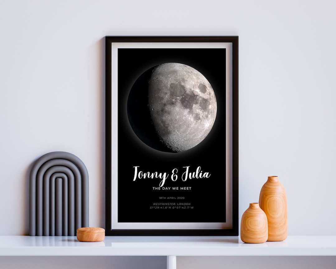 Personalized DIGITAL Gift, Custom Moon Print Black, Personalized Moon ...