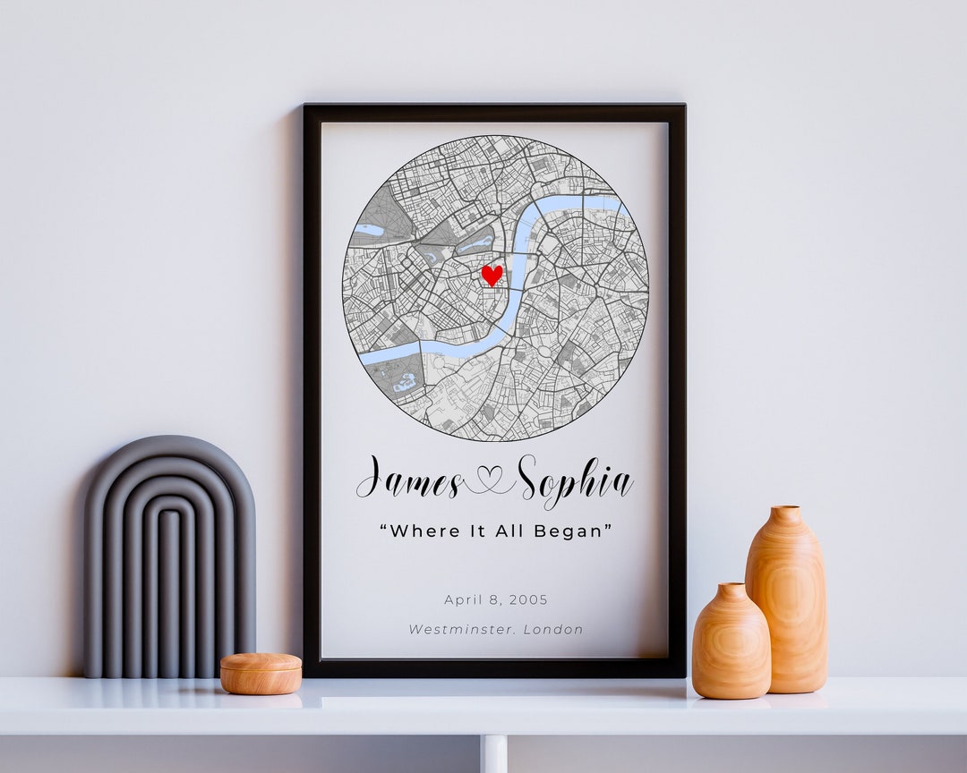 Custom DIGITAL Map Location Print, Anniversary Gift, Latitude ...